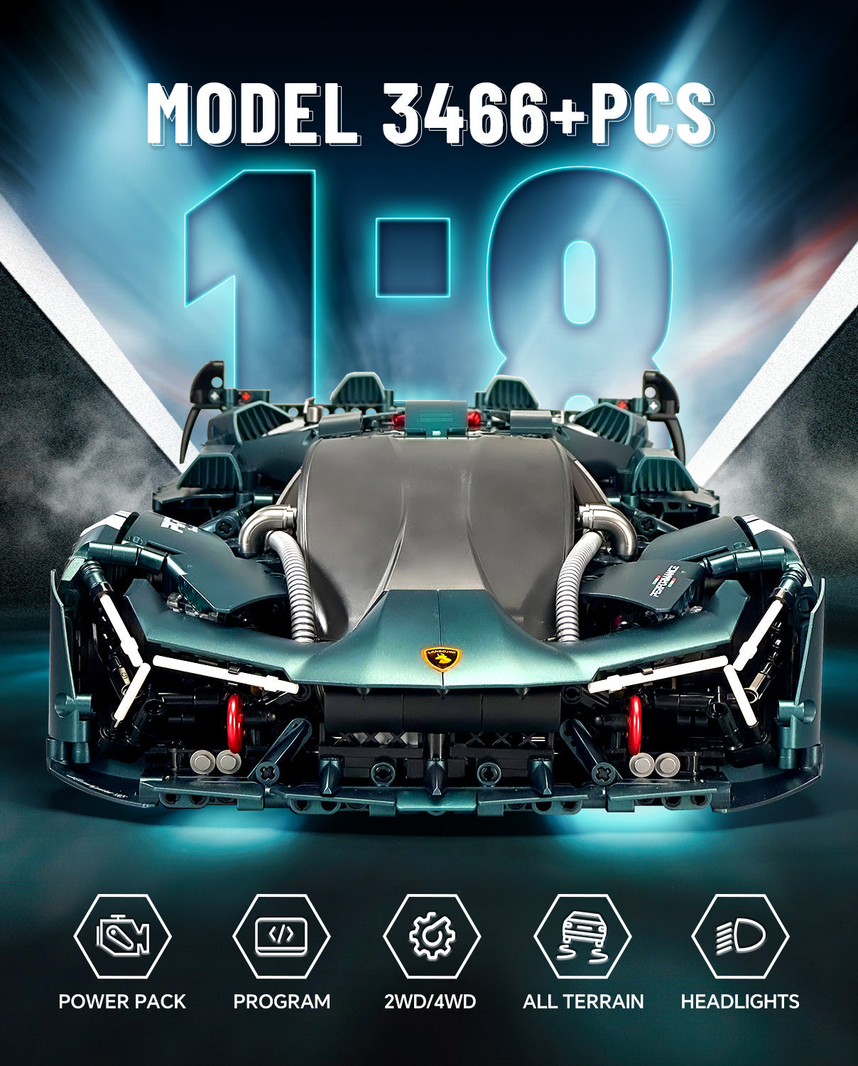 1: 8 Lamborghini TP90 Sports Car Building Sets with Electric Suspensio ...