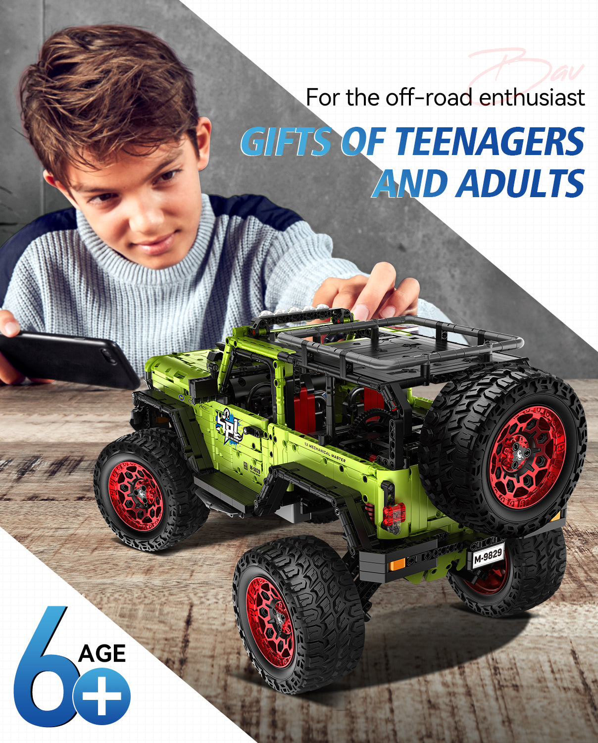 Jeep Wrangler Off-Road Pickup Building Kit with Tank Steering, 1:6 Adu ...